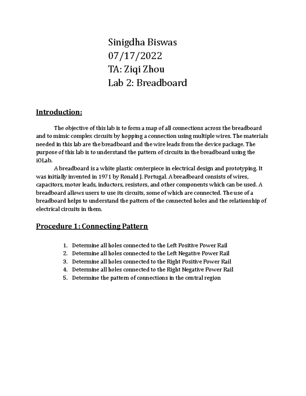 Breadboard - These are one of the assignments for the course. Please ...