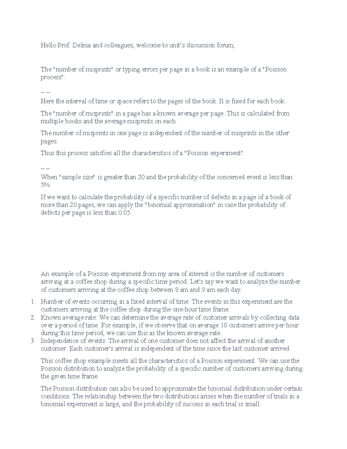 Maths 1280-01 Discussion Forum - Hello Prof. Delma and colleagues ...