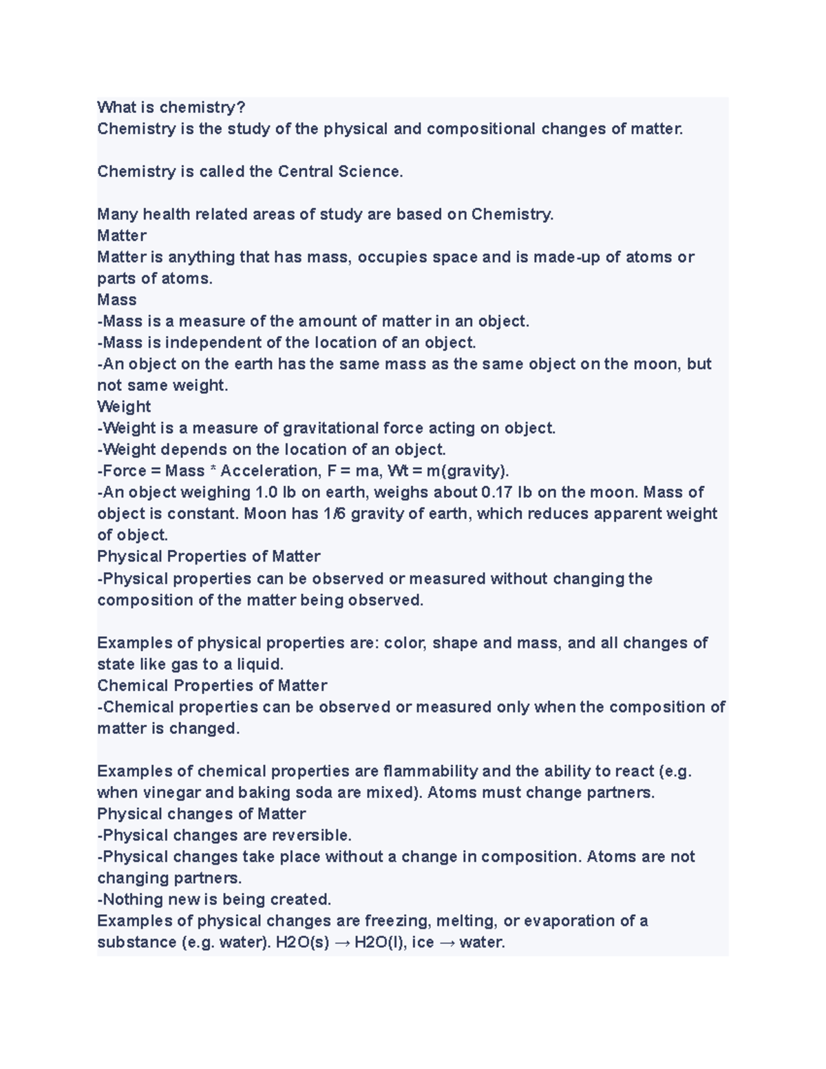 CHE103 #3 - EXAM REVIEW HELP - What is chemistry? Chemistry is the ...
