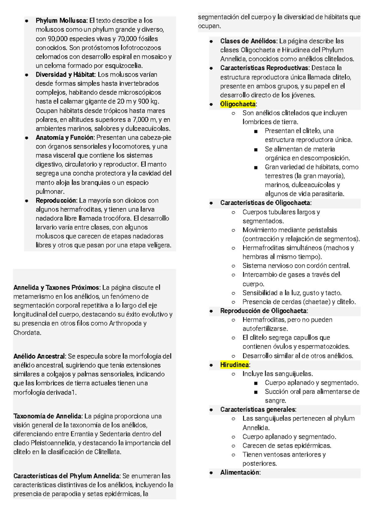 Documento sin título - Apuntes poríferos, priapúlidos - Phylum Mollusca ...
