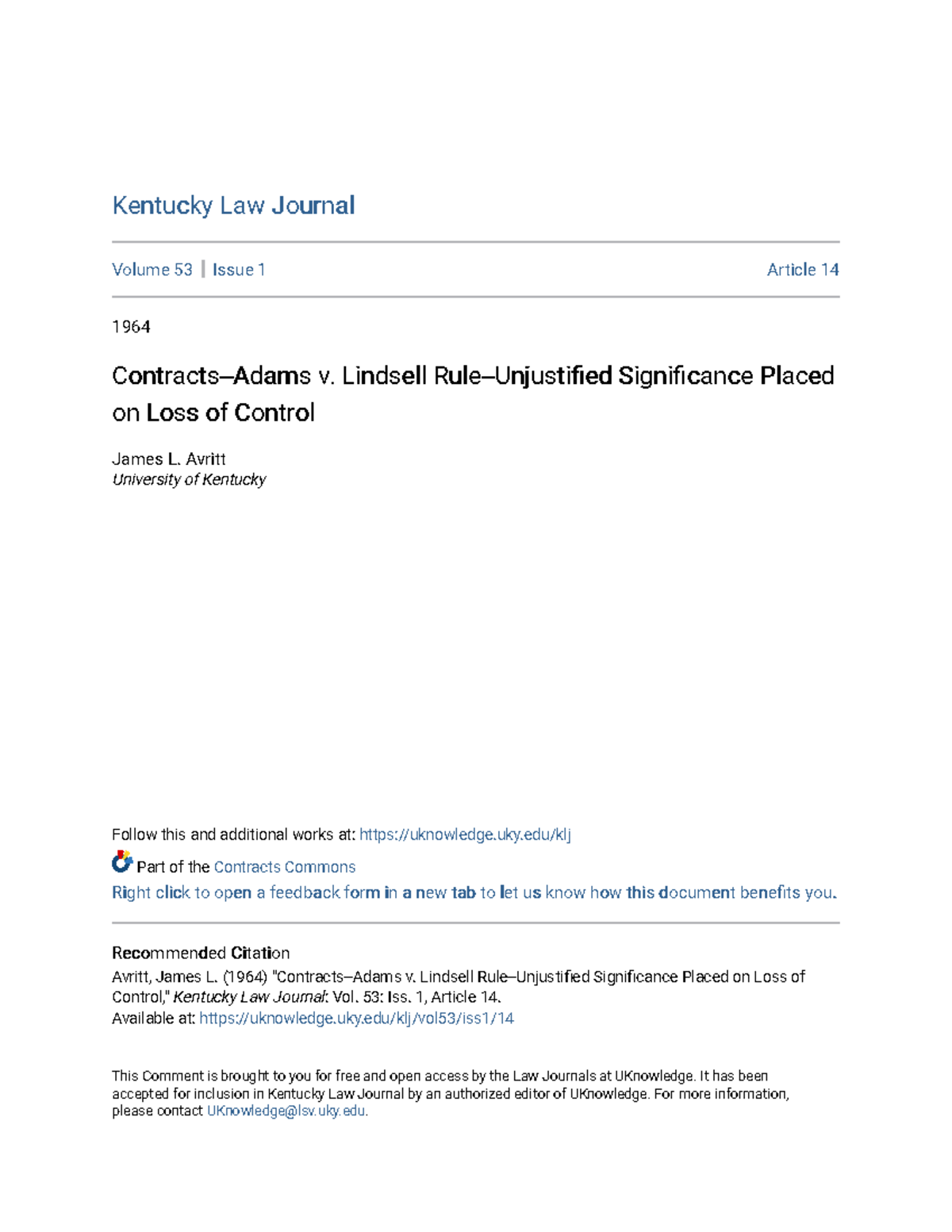 Contracts-Adams v. Lindsell Rule-Unjustified Significance Place ...