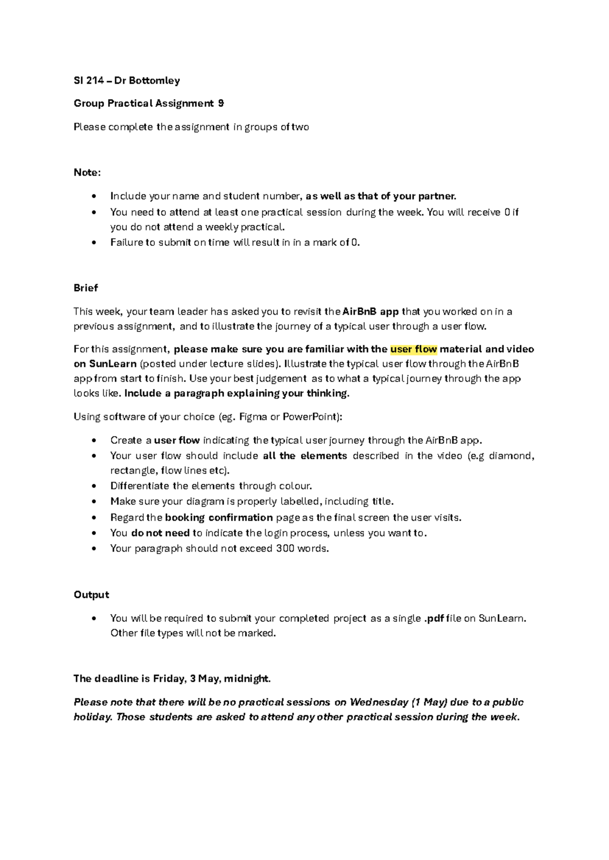 Practical 9 - SI 214 – Dr Bottomley Group Practical Assignment 9 Please ...