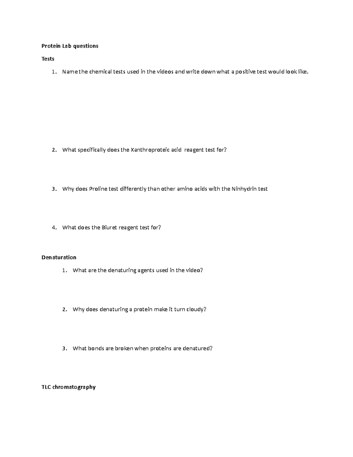 CHEM 1060 Lab 6 Worksheet - Protein Lab questionsTests 1. Name the ...