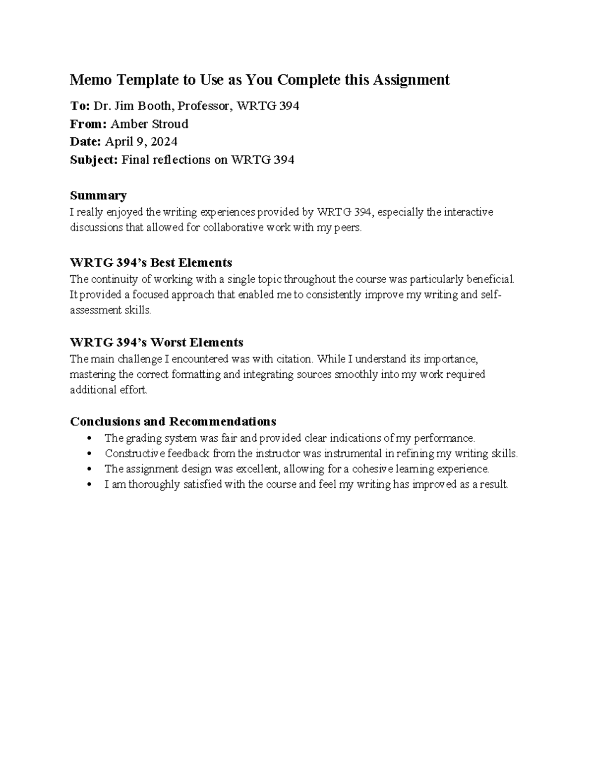 Final Reflection Lbgwrtg 3394 - Memo Template to Use as You Complete ...