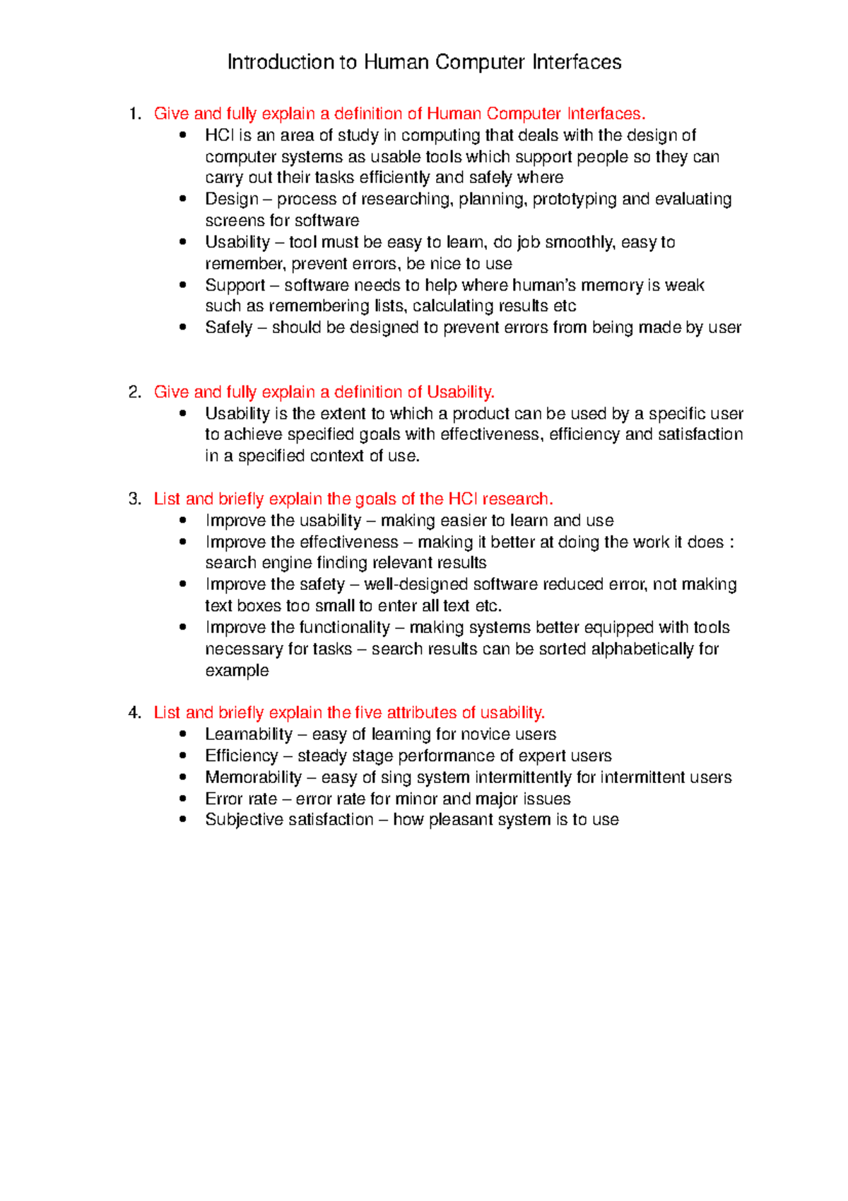 Human Computer Interfaces Summary - Introduction to Human Computer ...
