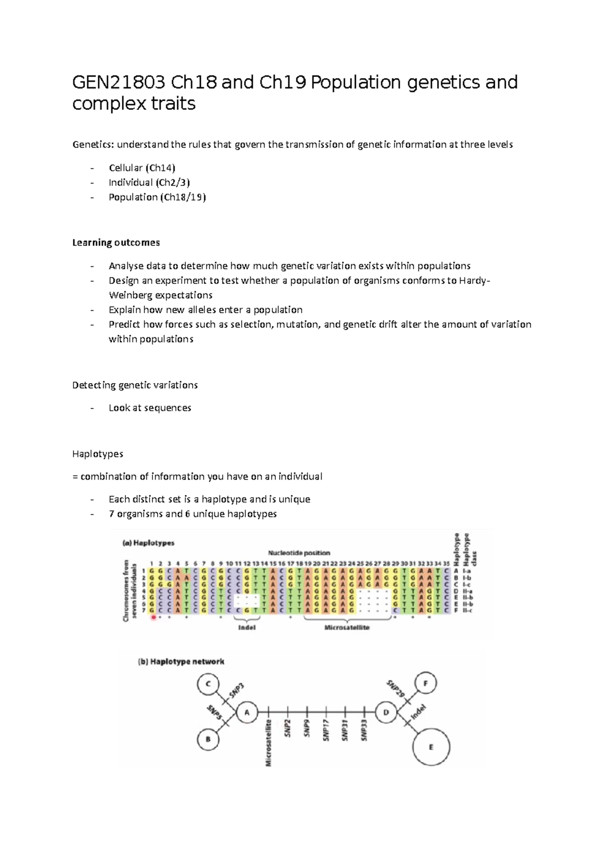 GEN21803 Ch18 and Ch19 Population genetics and complex traits ...
