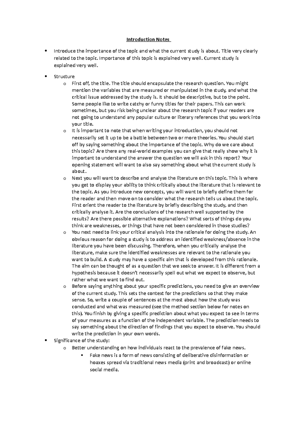 Introduction Notes - Introduction Notes Introduce the importance of the ...