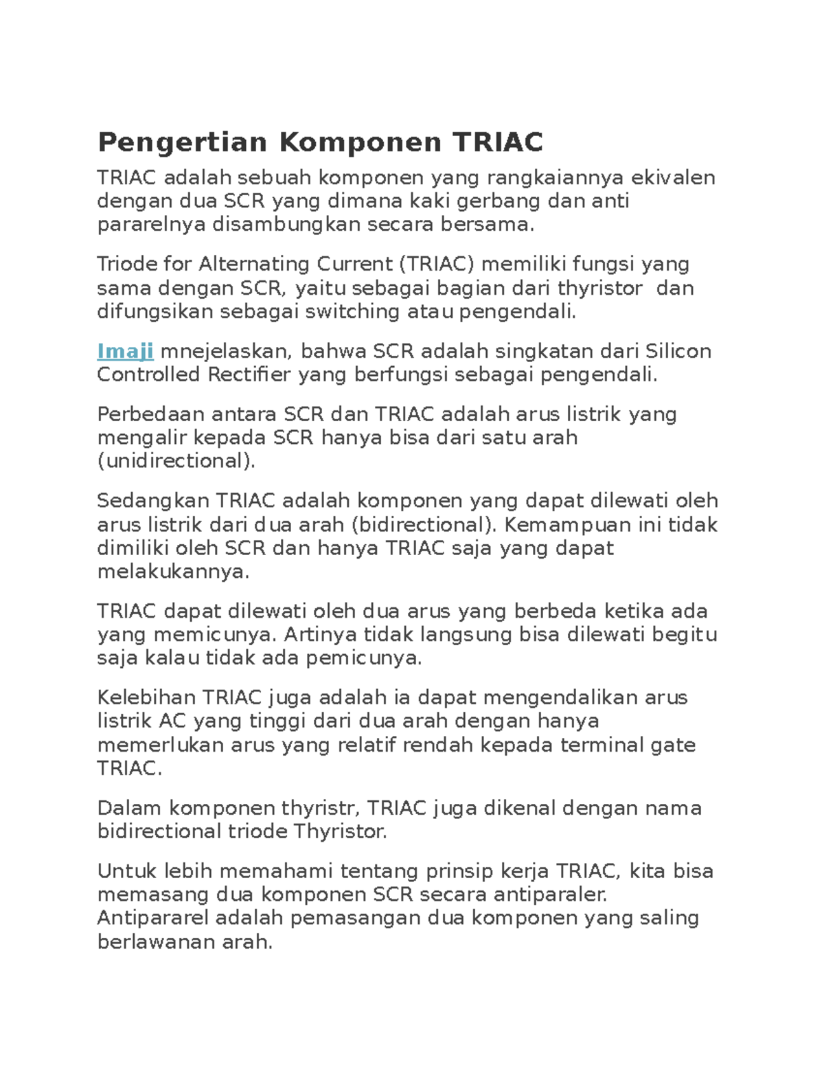 Pengantar Triac - Pengertian Komponen TRIAC TRIAC adalah sebuah ...