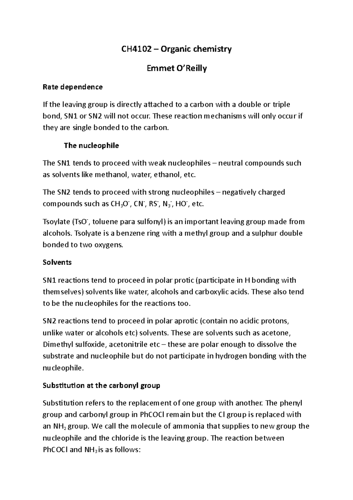 Lecture 11 - Given by Emmet O'Reilly. - CH4102 – Organic chemistry ...