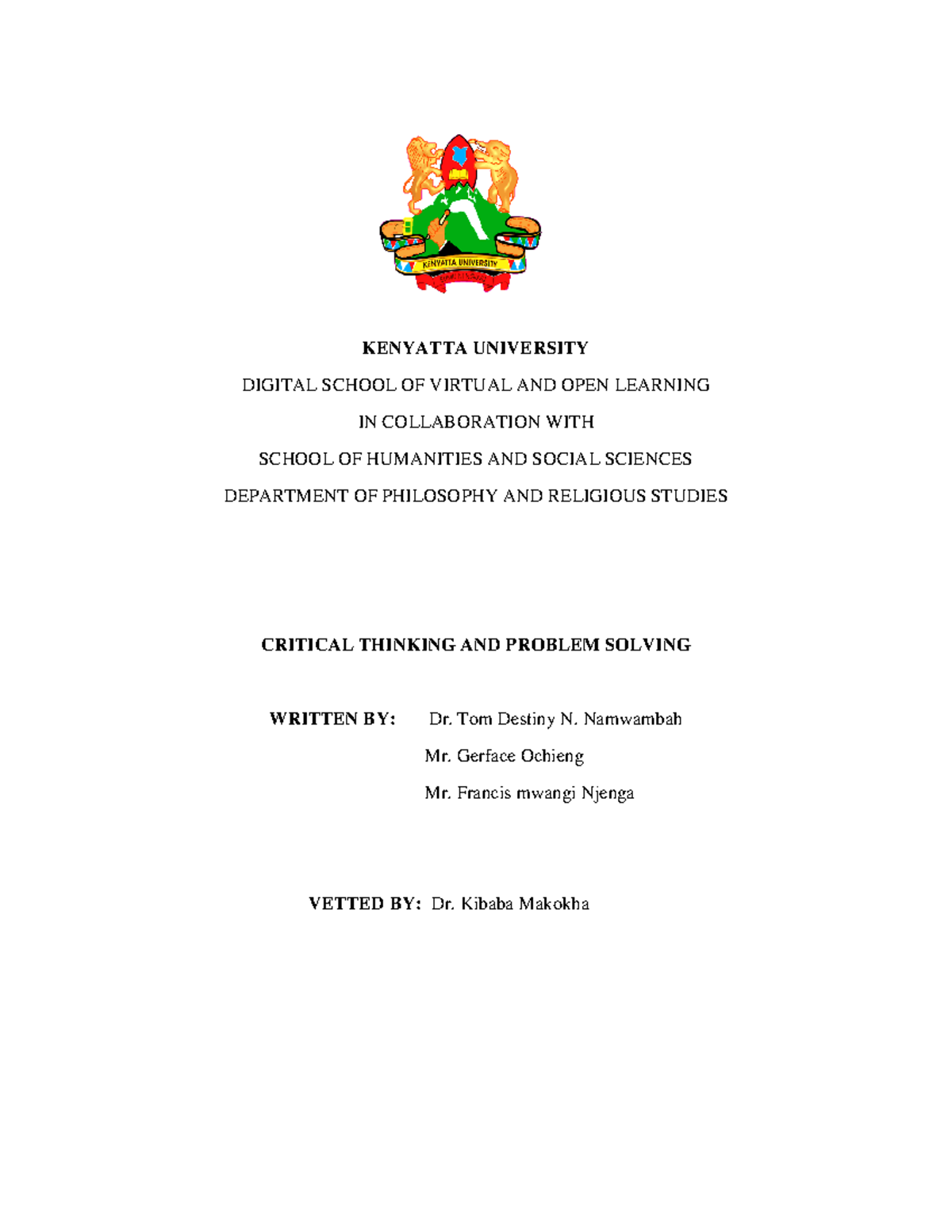 UCU111 Notes BY Collins Mbalu - KENYATTA UNIVERSITY DIGITAL SCHOOL OF ...