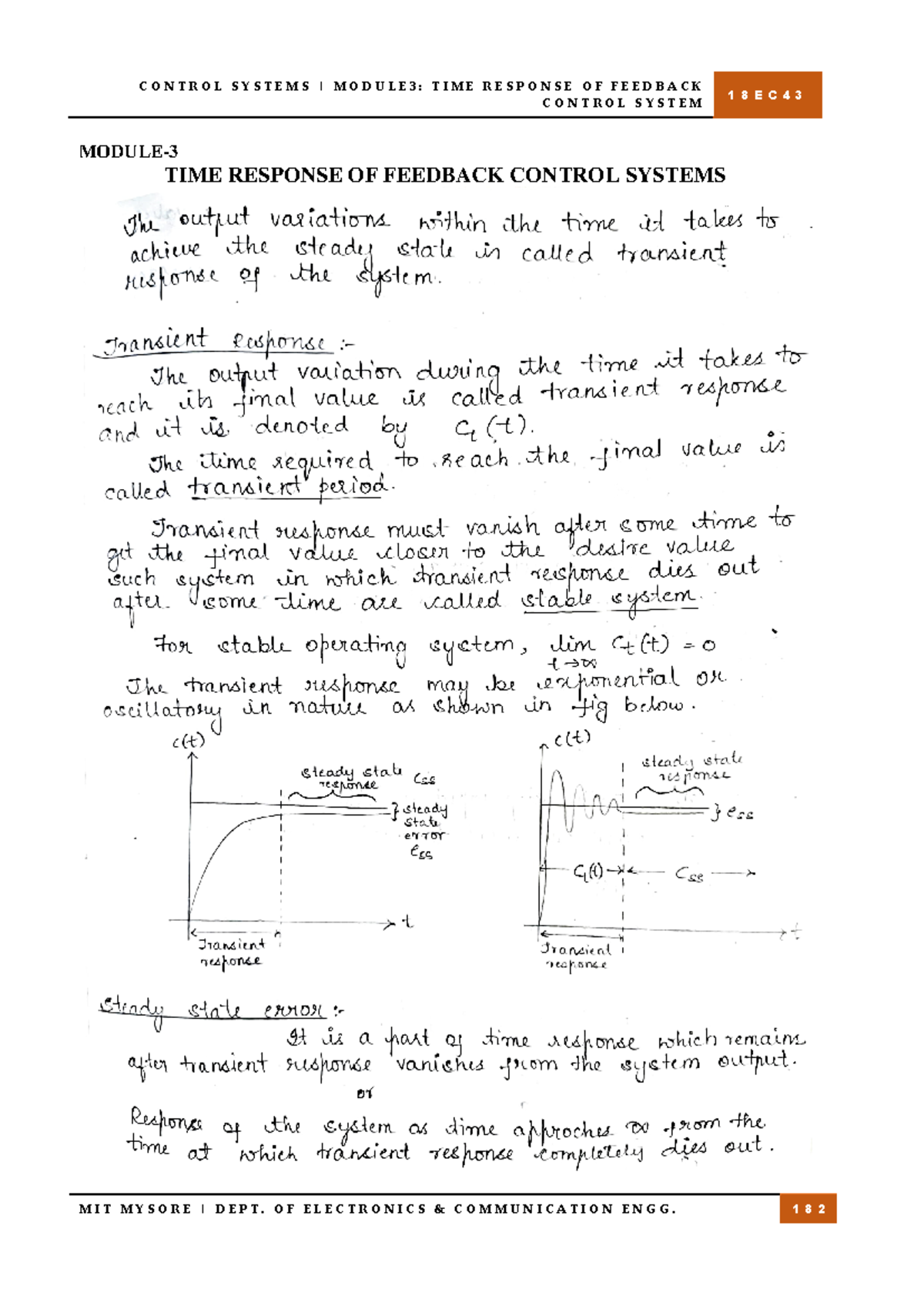 CS Module 3 - C O N T R O L S Y S T E M 1 8 E C 4 3 MODULE- 3 TIME ...