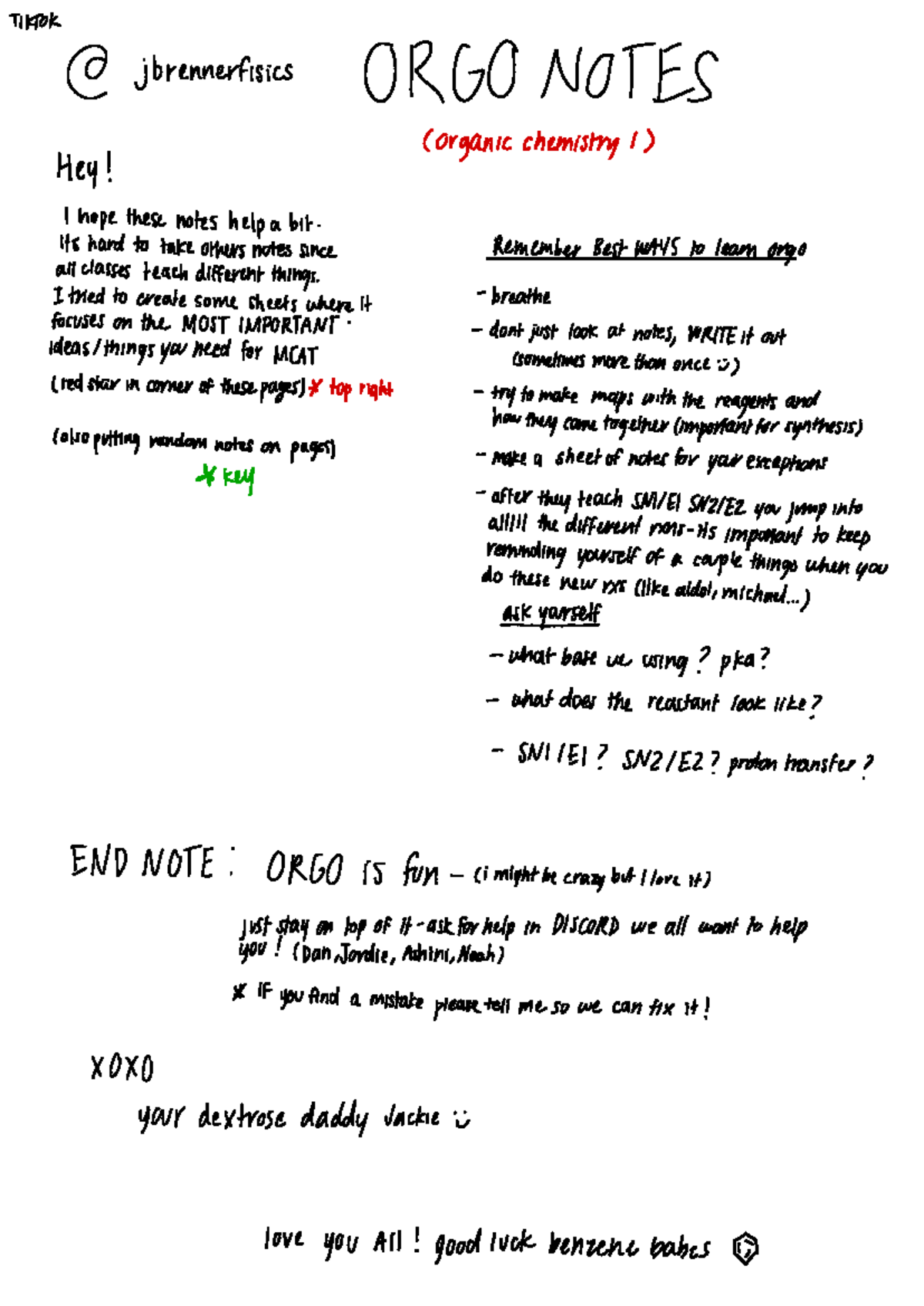 Orgo 1 notes - "* " ORGO NOTES @ jbrennerfisics ( organic chemistry Hey ...