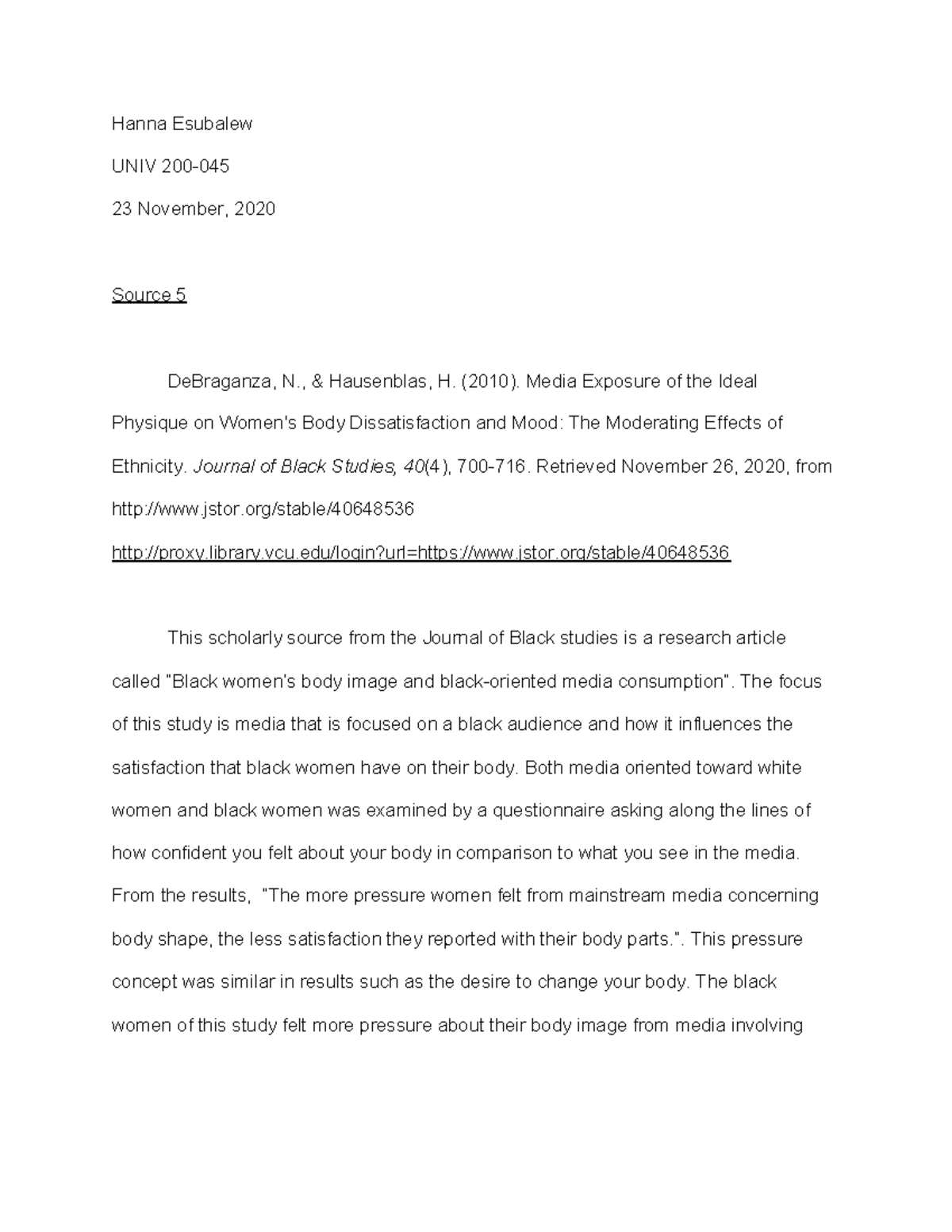 Journal pt. 2 Hanna - Hanna Esubalew UNIV 200- 23 November, 2020 Source ...