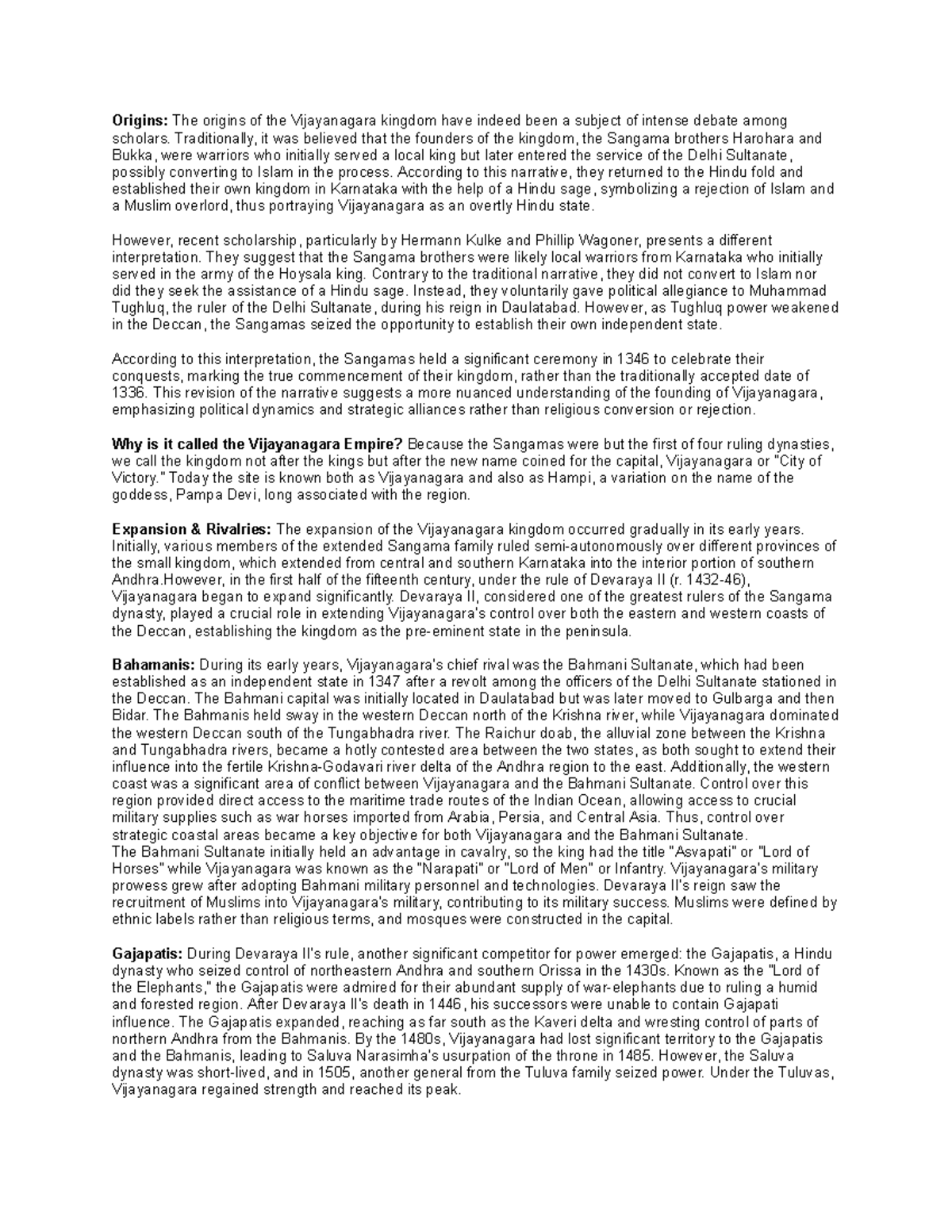 Untitled document - Origins: The origins of the Vijayanagara kingdom ...