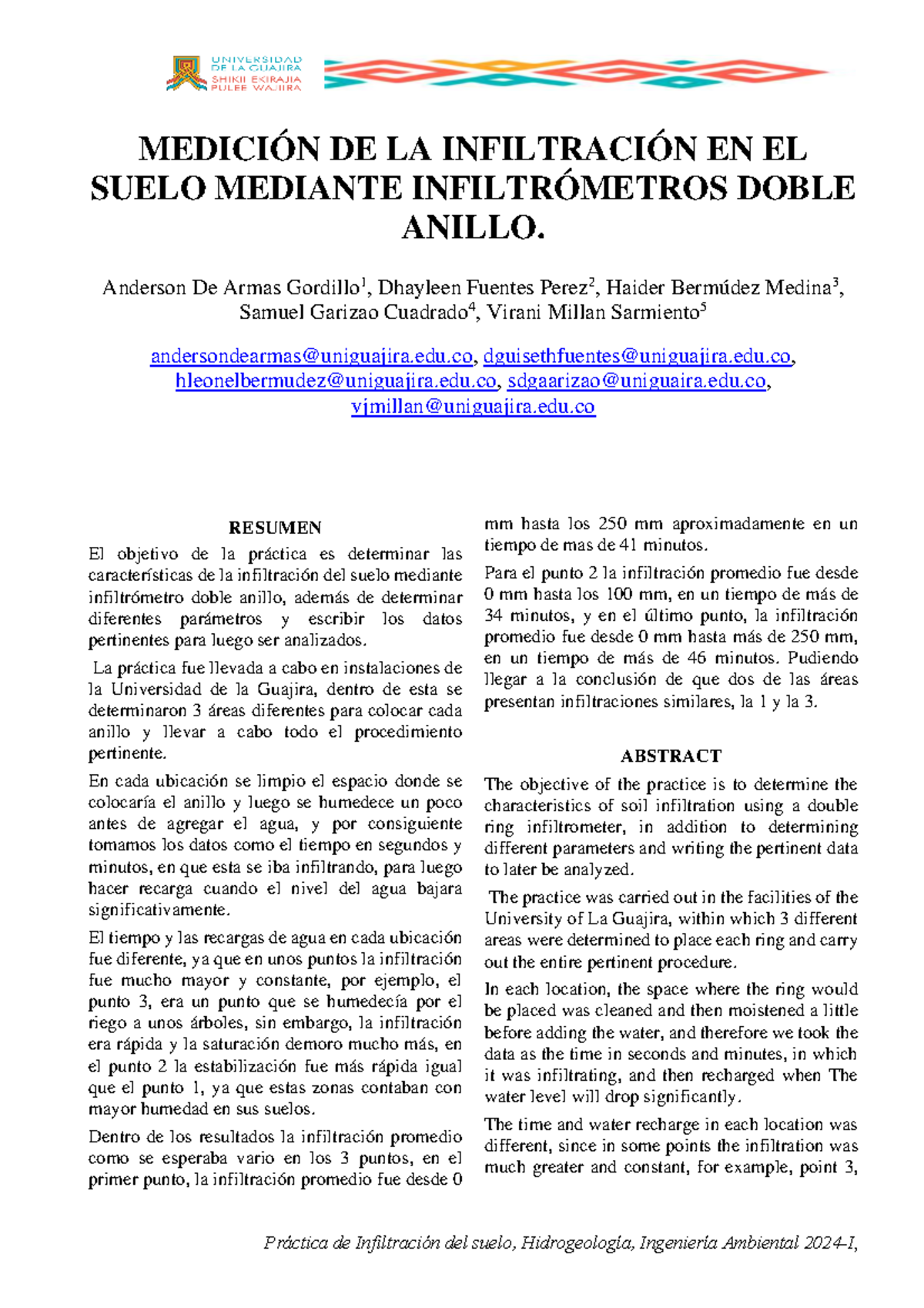 Medición DE LA Infiltración EN EL Suelo Mediante Infiltrómetros Doble ...