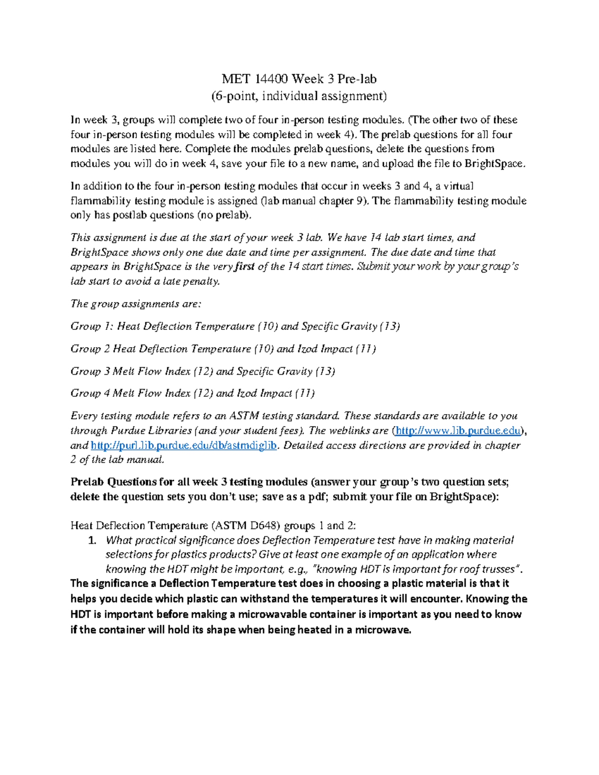 Pre Lab Week 3 Assignment - MET 14400 Week 3 Pre-lab (6-point, individual assignment) In week 3 ...