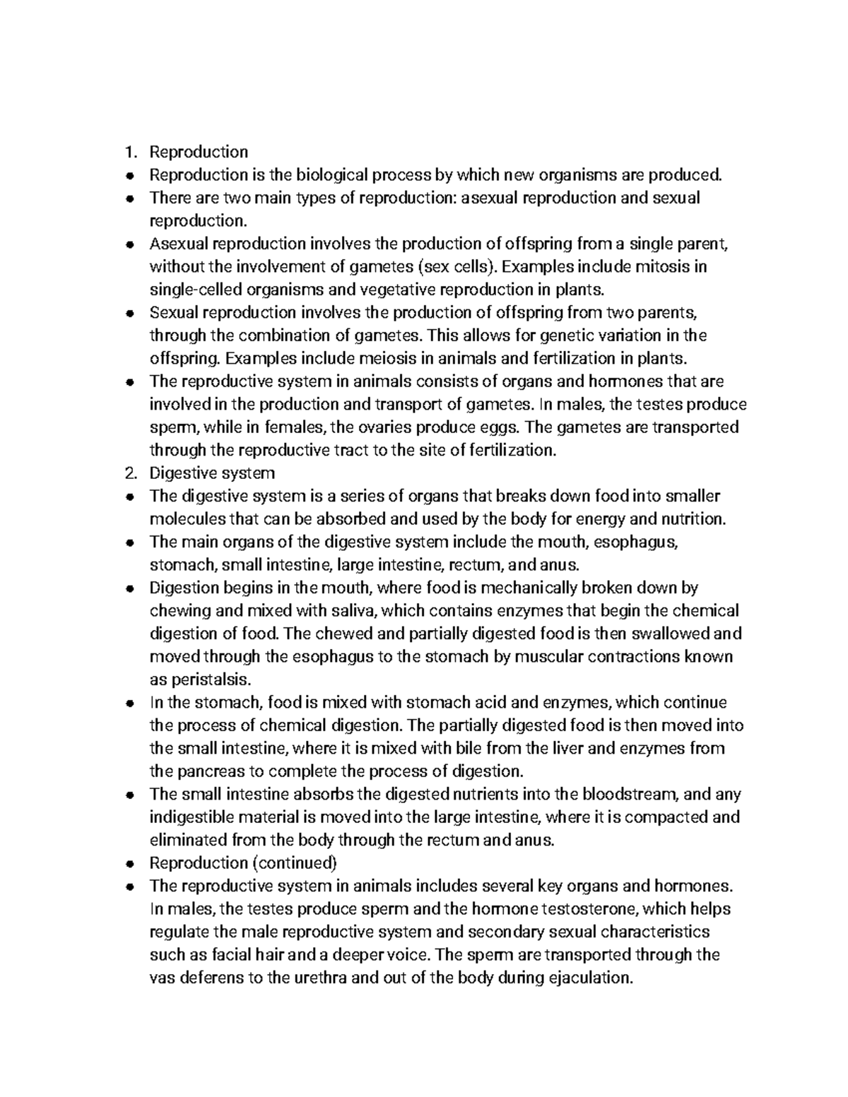 Study guide reproduction and the digestive system - Reproduction ...