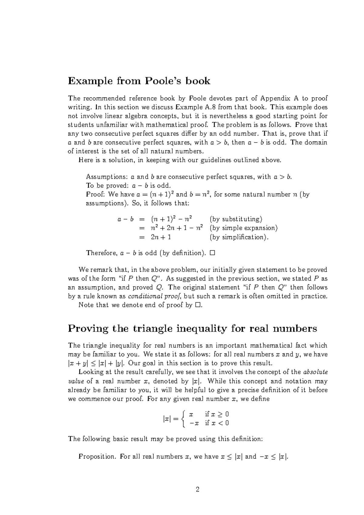 Proof Basics - Example from Poole’s book The recommended reference book ...