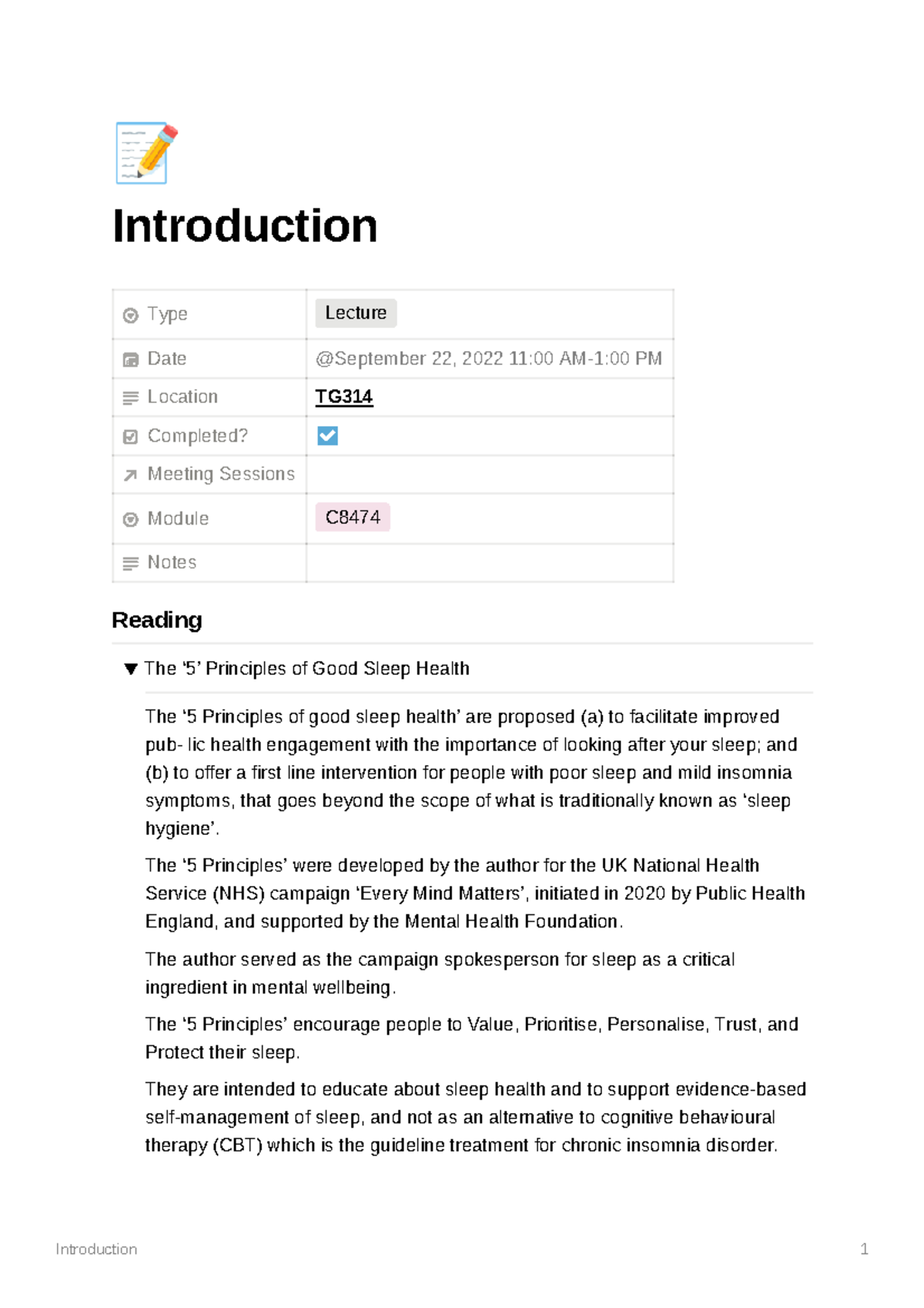 Introduction Lecture Notes Ë Introduction Type Lecture Date Location Tg Completed Meeting