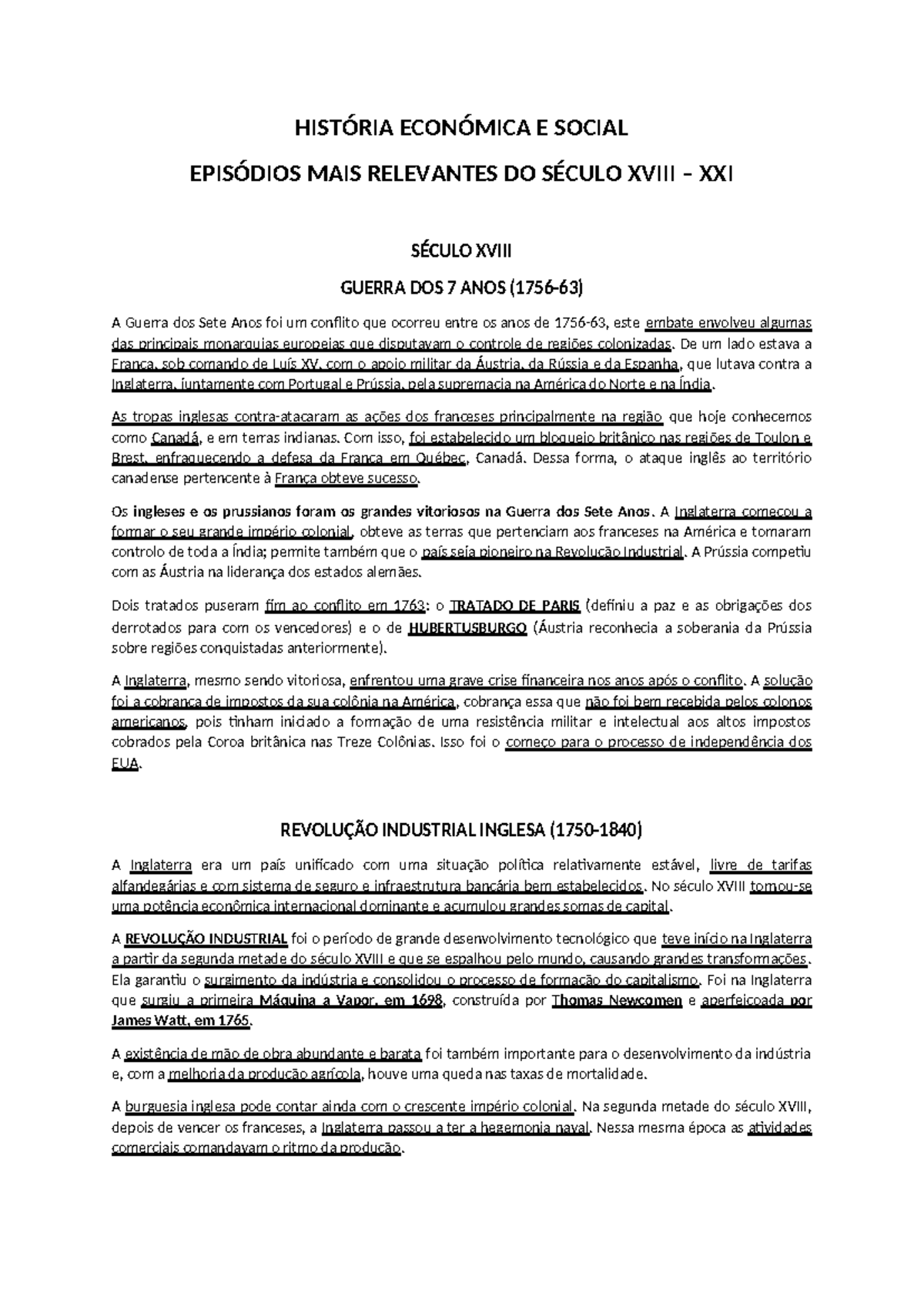 Séculos Xviii A XXI - HISTÓRIA ECONÓMICA E SOCIAL EPISÓDIOS MAIS ...