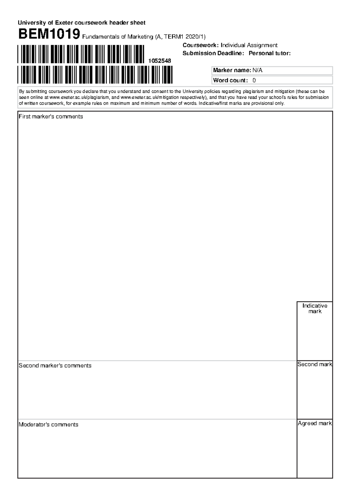 Influencer- high first - University of Exeter coursework header sheet ...