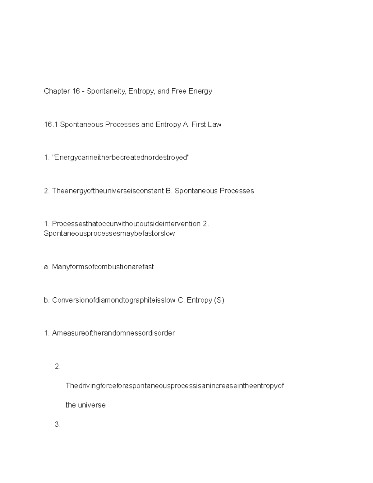 Chem 16 - notes - Chapter 16 - Spontaneity, Entropy, and Free Energy 16 ...