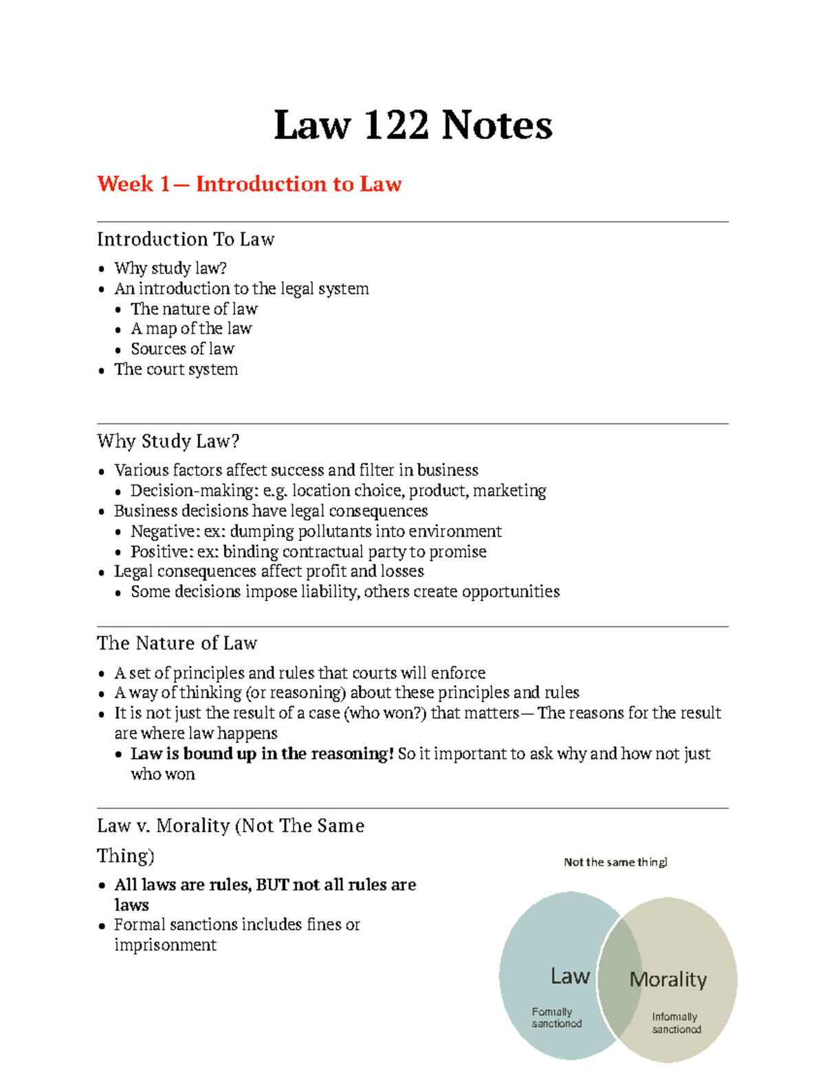 LAW Notes ODF - Law 122 Notes Week 1— Introduction to Law Introduction ...