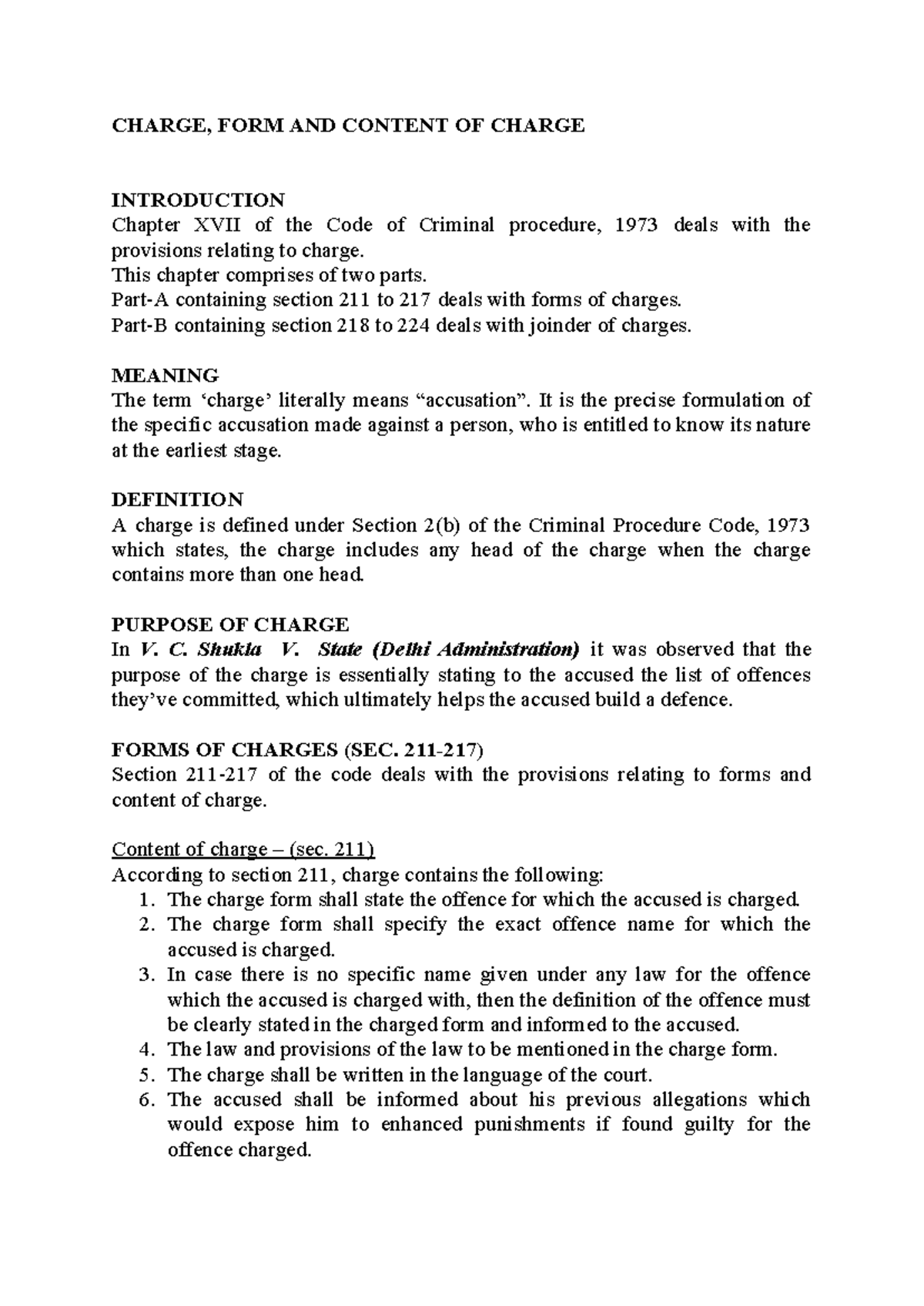 Charge - Summary General law - CHARGE, FORM AND CONTENT OF CHARGE ...