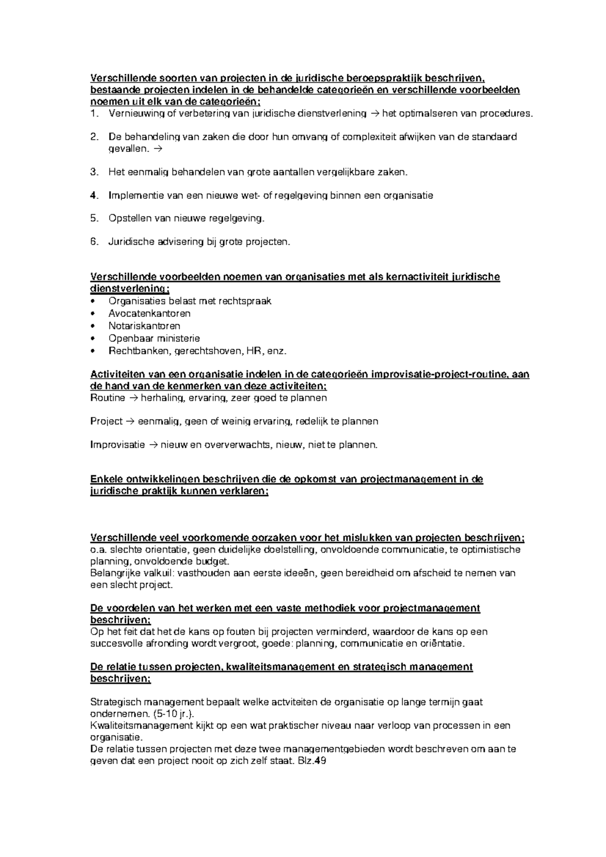 Leerdoelen Projectmanagement II - Verschillende soorten van projecten ...