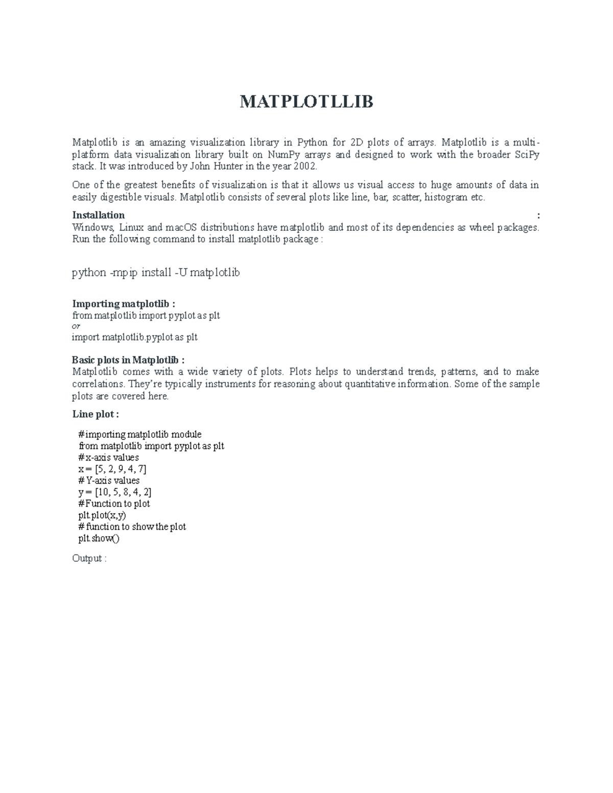 Matplotlib Libraries Matplotllib Matplotlib Is An Amazing
