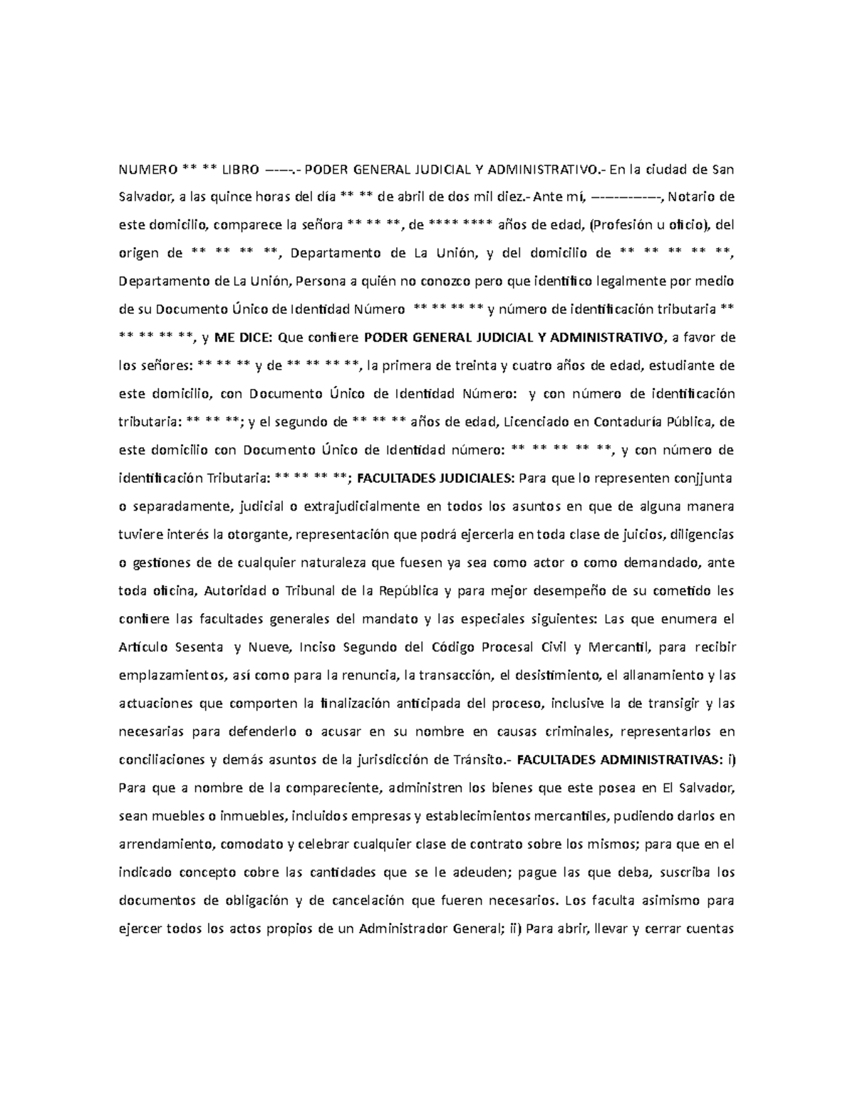 Poder general judicial - NUMERO ** ** LIBRO -.- PODER GENERAL JUDICIAL ...