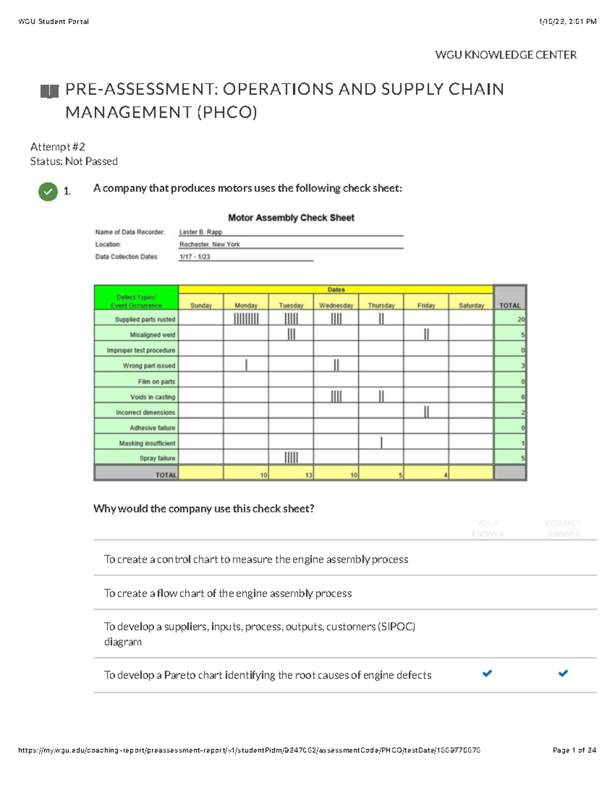 Ass test - pre-ass test - PRE-ASSESSMENT: OPERATIONS AND SUPPLY CHAIN ...