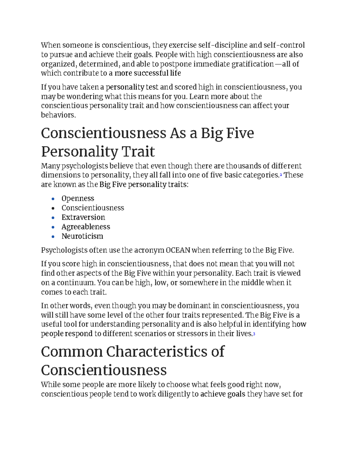 Conscientiousness Notes - When someone is conscientious, they exercise ...