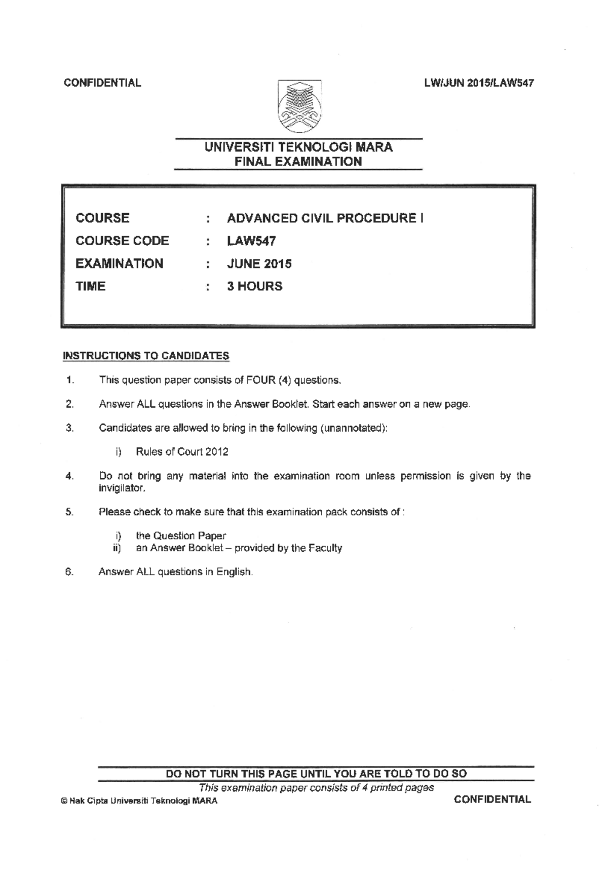 LAW602 - Civil Procedure I - Studocu