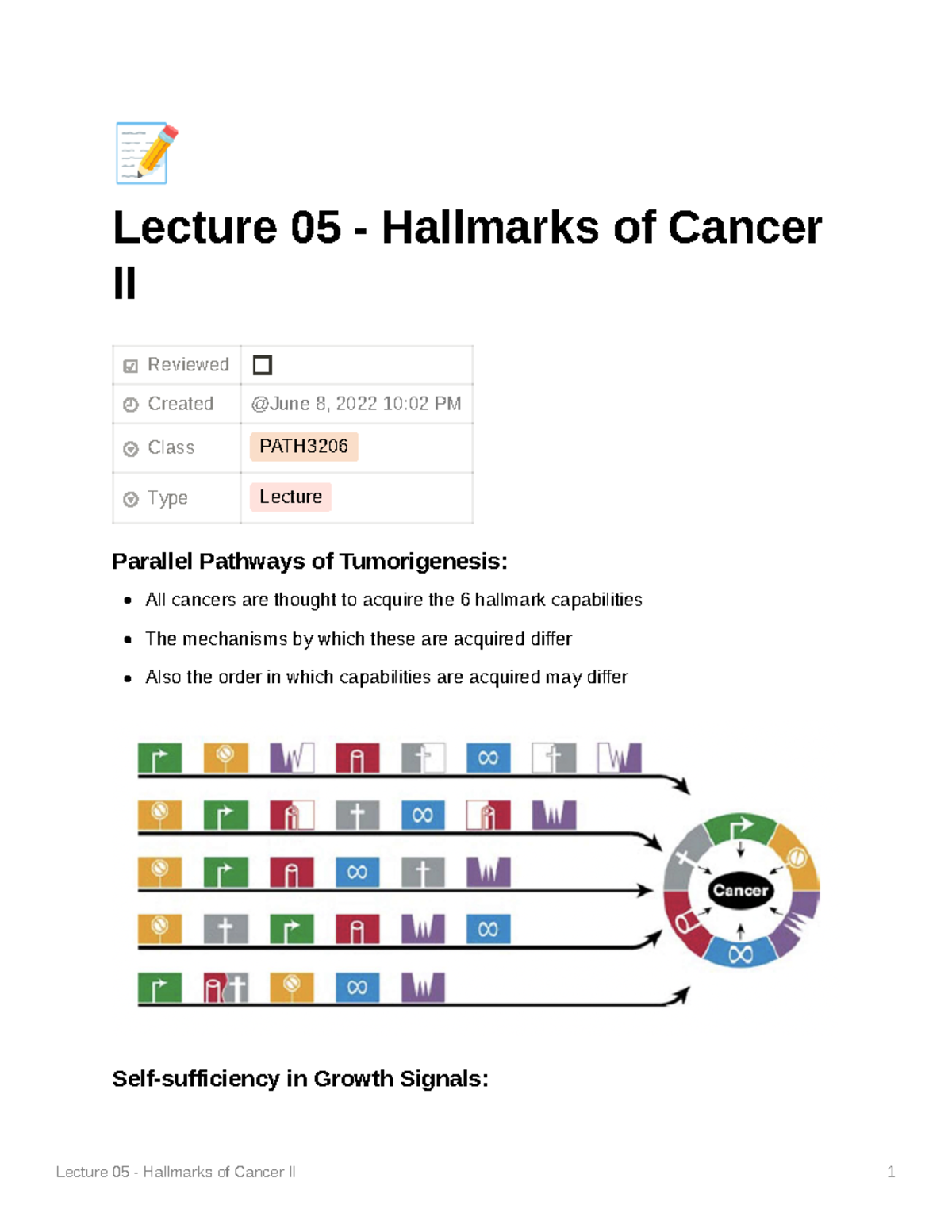 Lecture 5 - Hallmarks II - Ë Lecture 05 - Hallmarks of Cancer II Reviewed Created Class PATH ...