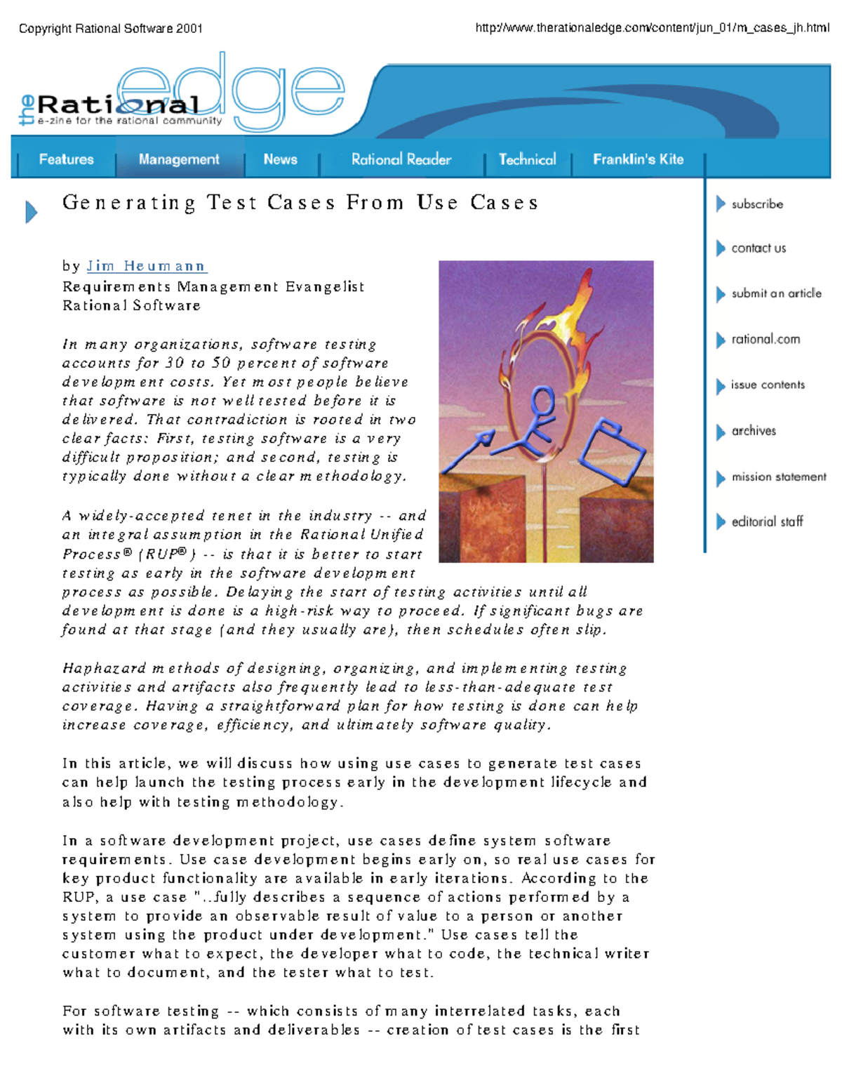 Generating Test Cases From Use Cases June 01 Generating Test Cases From Use Cases By Jim