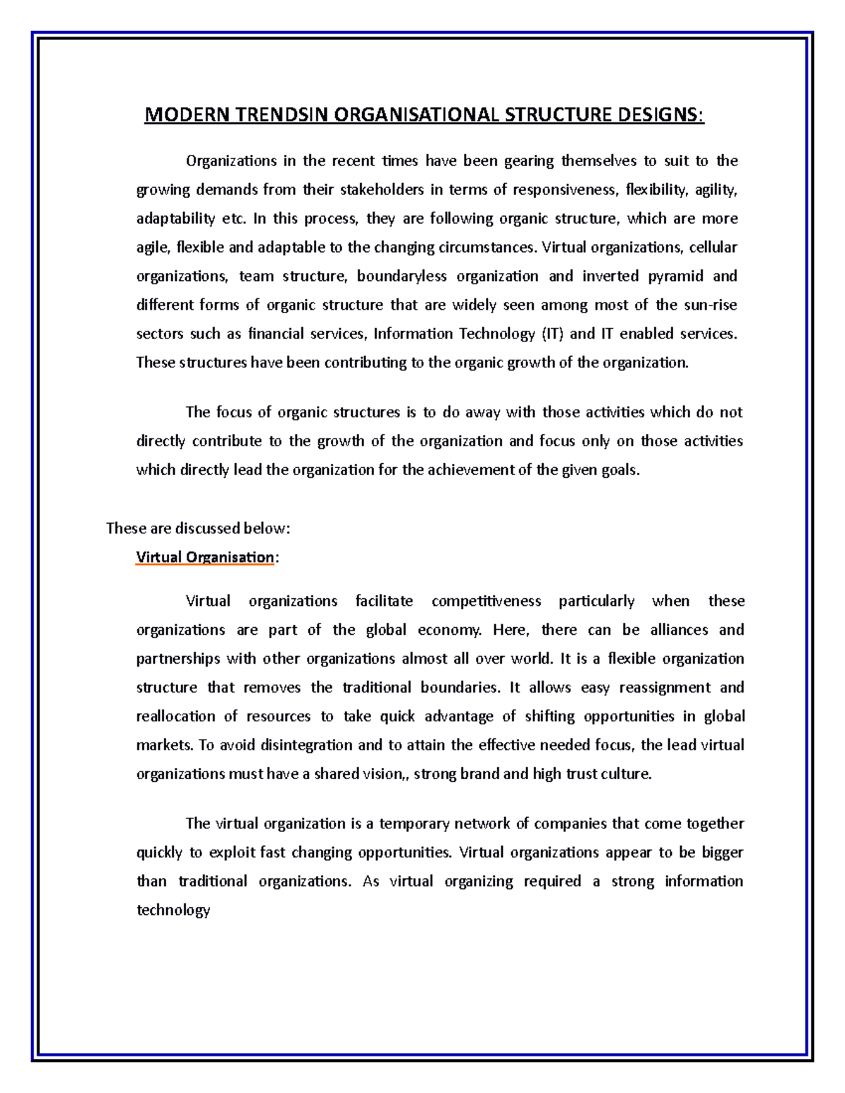 Modern Trendsin Organisational Structure Designs - MODERN TRENDSIN ...