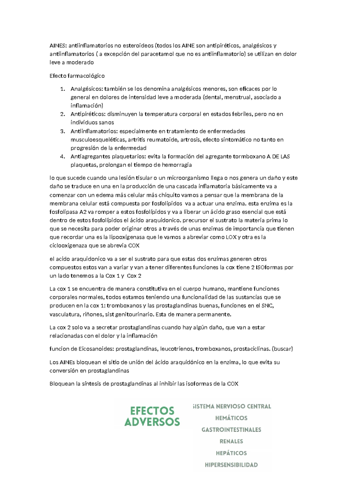 Aines - AINES: antiinflamatorios no esteroideos (todos los AINE son ...