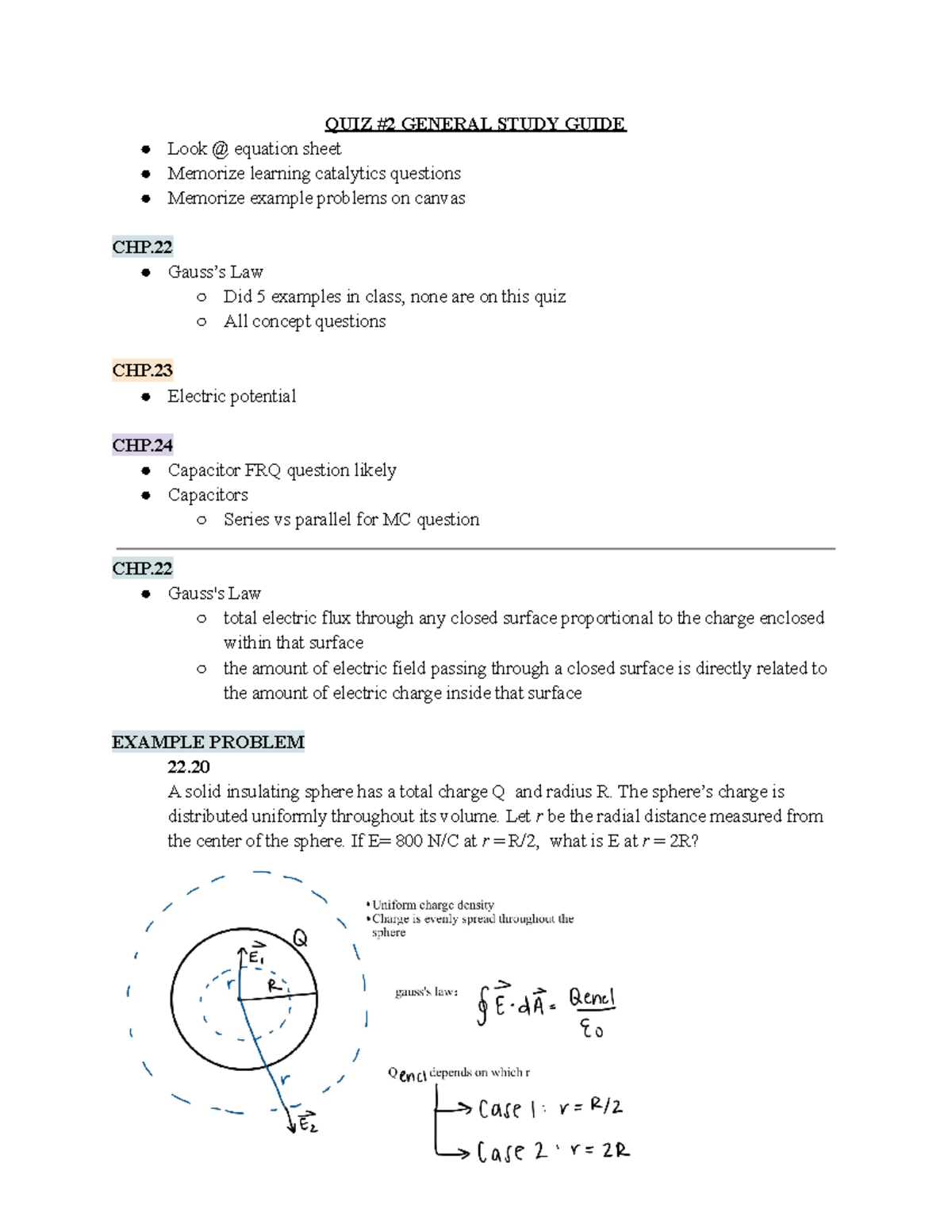 Calculus-Based Physics QUIZ #2 General Study Guide - QUIZ #2 GENERAL ...