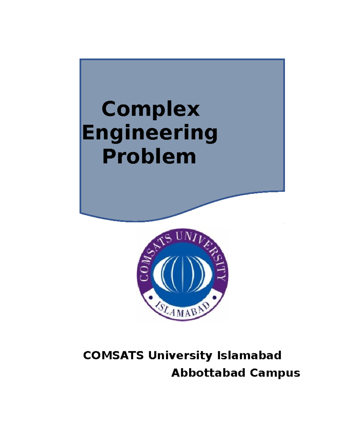 Electrical power engineering - Complex Engineering Problem COMSATS ...