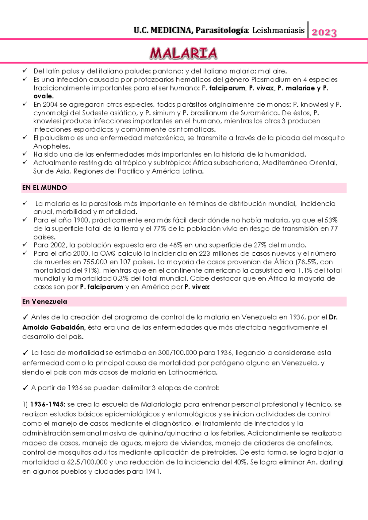 Malaria Original - Del latín palus y del italiano palude: pantano; y del italiano malaria: mal ...