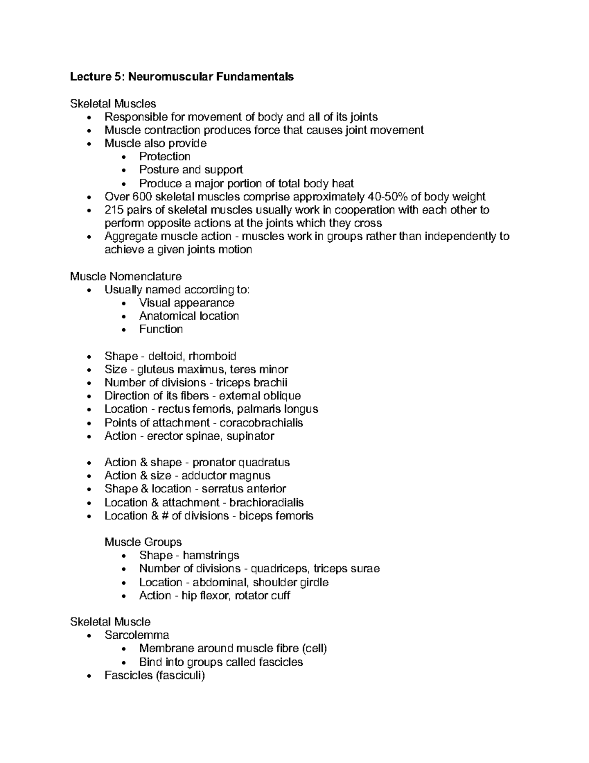Lecture 4 - Neuromuscular Fundamentals copy - Lecture 5: Neuromuscular ...