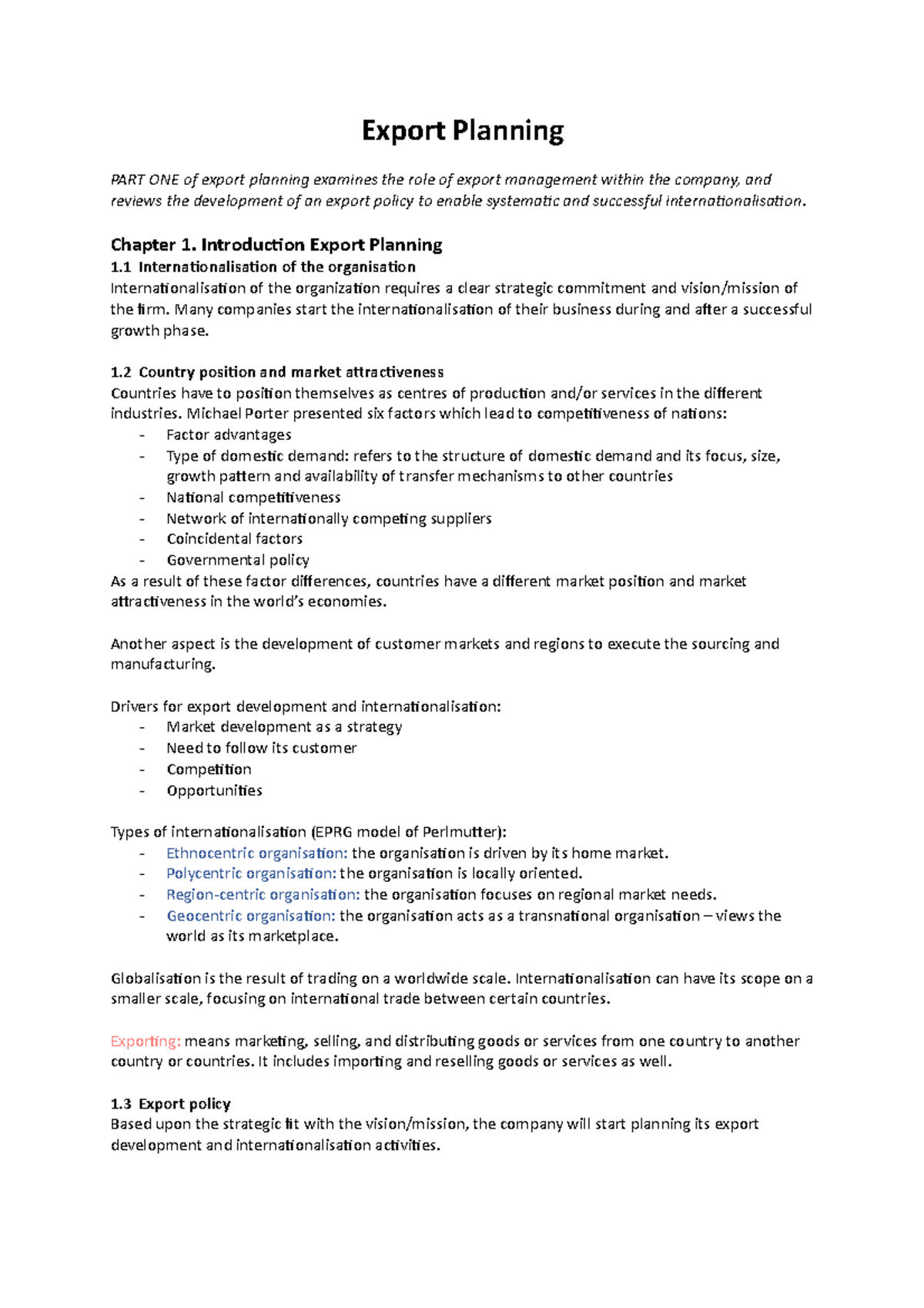 Export Planning - Chapter 1. Introduction Export Planning 1 ...