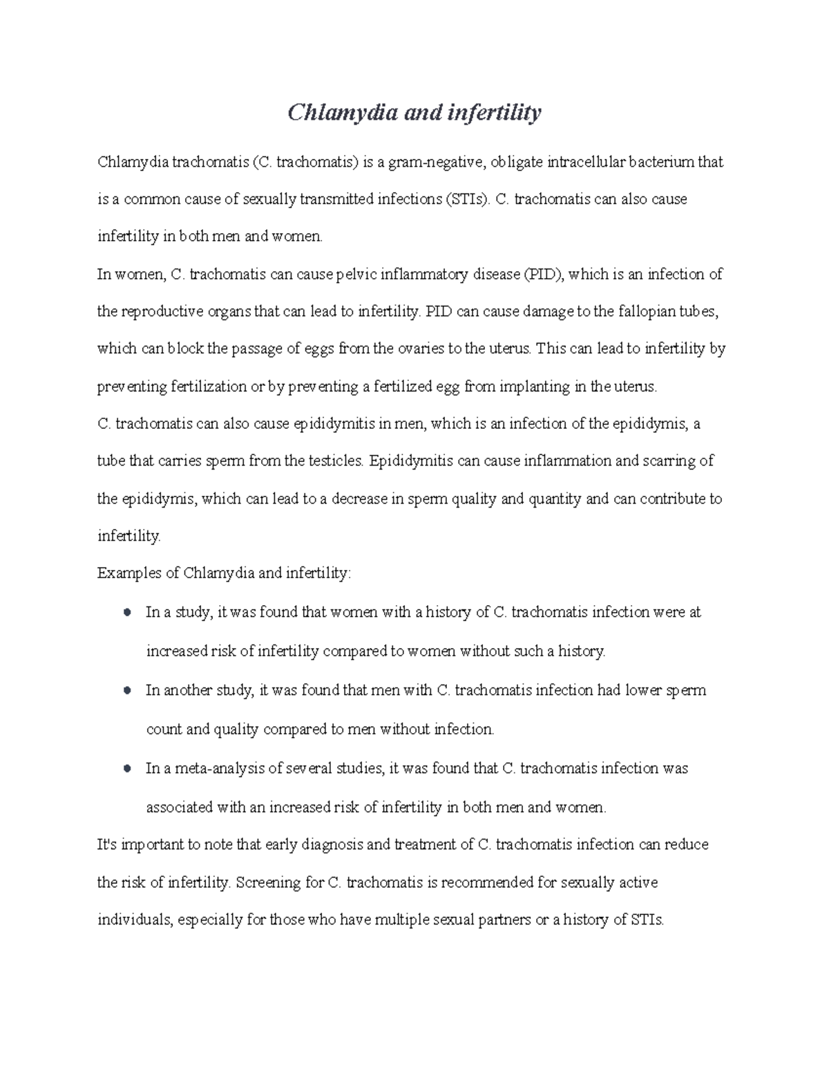 Notes on Chlamydia and infertility - Chlamydia and infertility ...