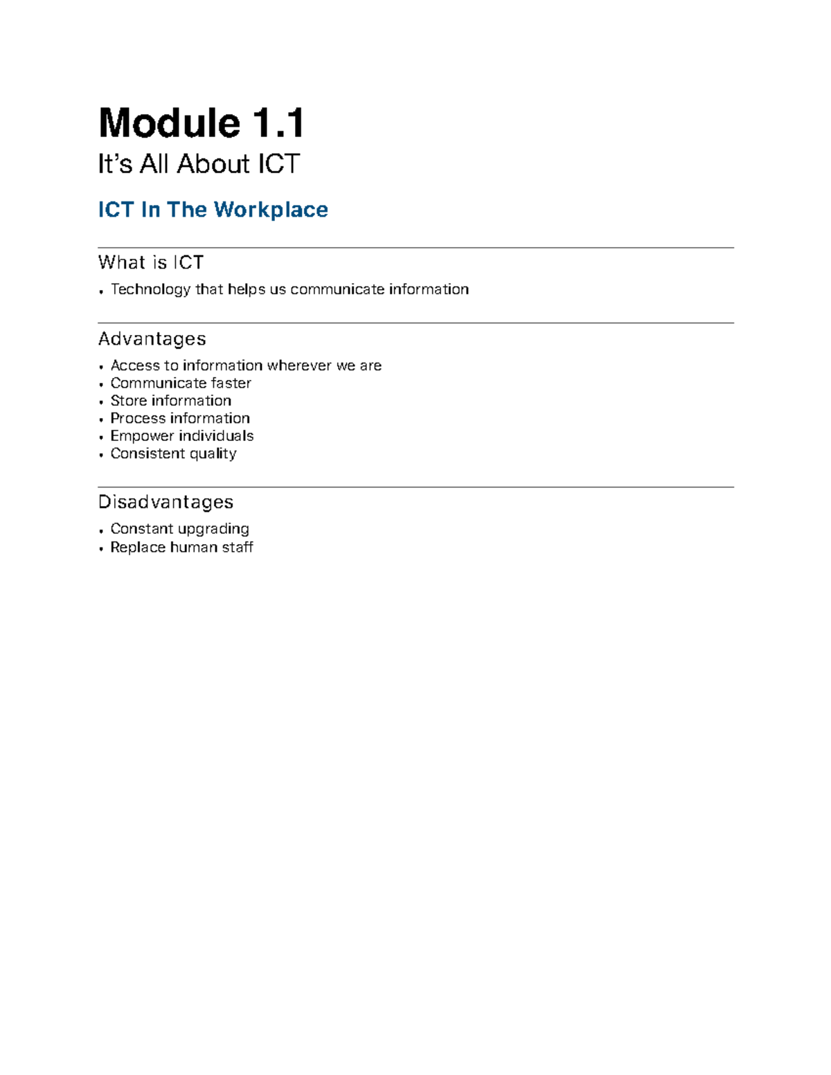 CAT notes- covers grade 12 chapters! - Module 1. It’s All About ICT ICT ...