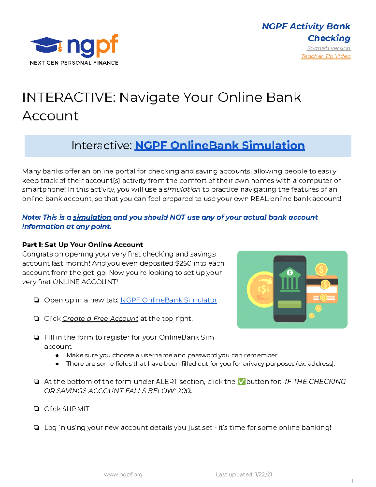Copy of Copy of 3.6.5 - Navigate Your Online Bank Account - NGPF ...