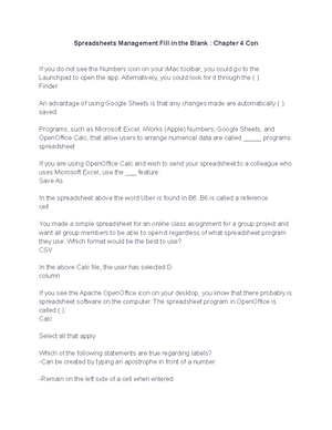 Intro to Spreadsheets Chapter 3 Con - Comparison Operator An operator expressing the ...