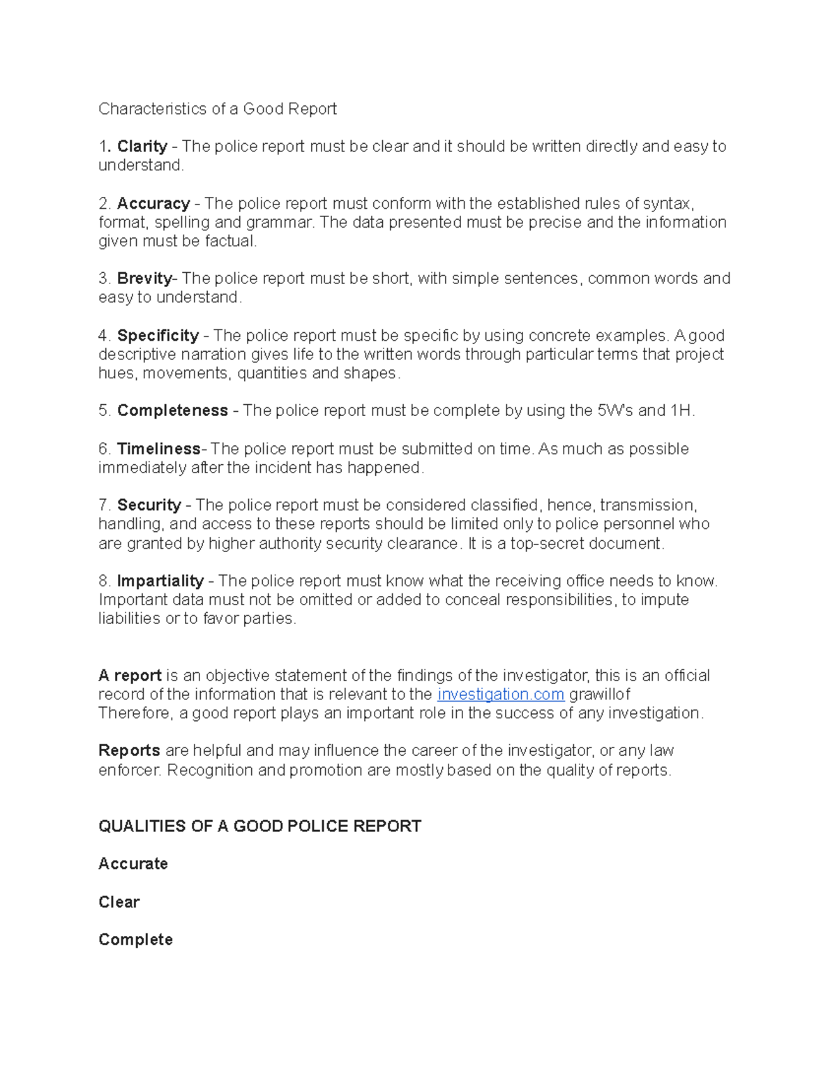 Notes For Tourism Management Characteristics Of A Good Report 1 notes-for-tourism-management-characteristics-of-a-good-report-1