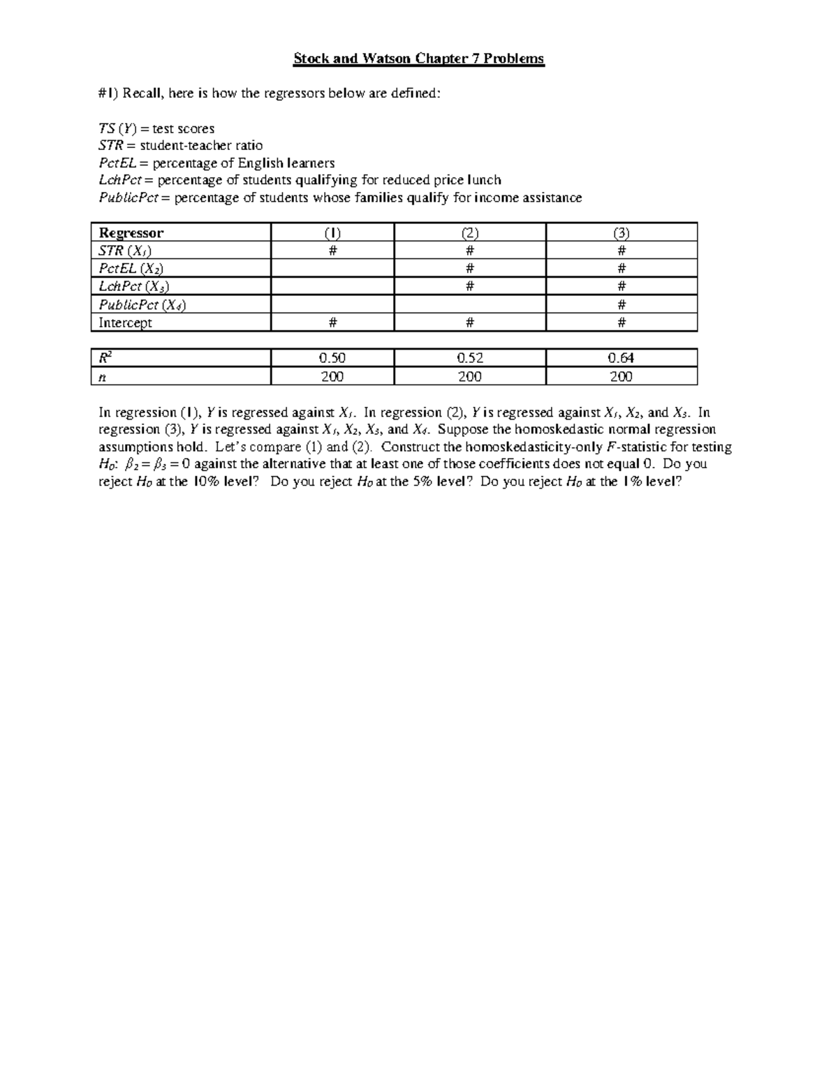 04222024 stock watson ch7 problems spring 24 - Stock and Watson Chapter ...