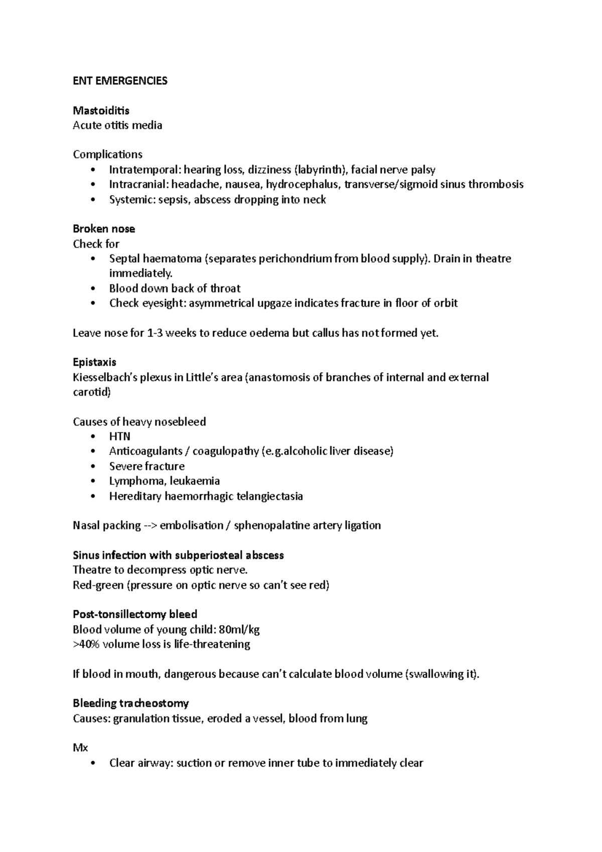 ENT Emergencies - ENT EMERGENCIES Mastoiditis Acute otitis media ...